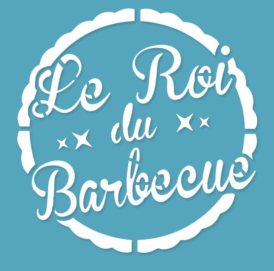 Pochoir Adhésif 20 x 20 cm Médaillon Le Roi du Barbecue BBQ Stylisé